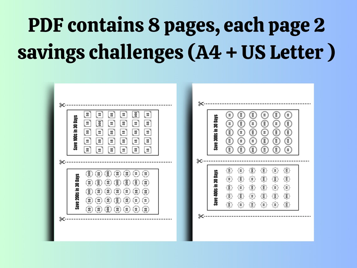 Saving Challenge Printable Printable Saving Challenge - Etsy