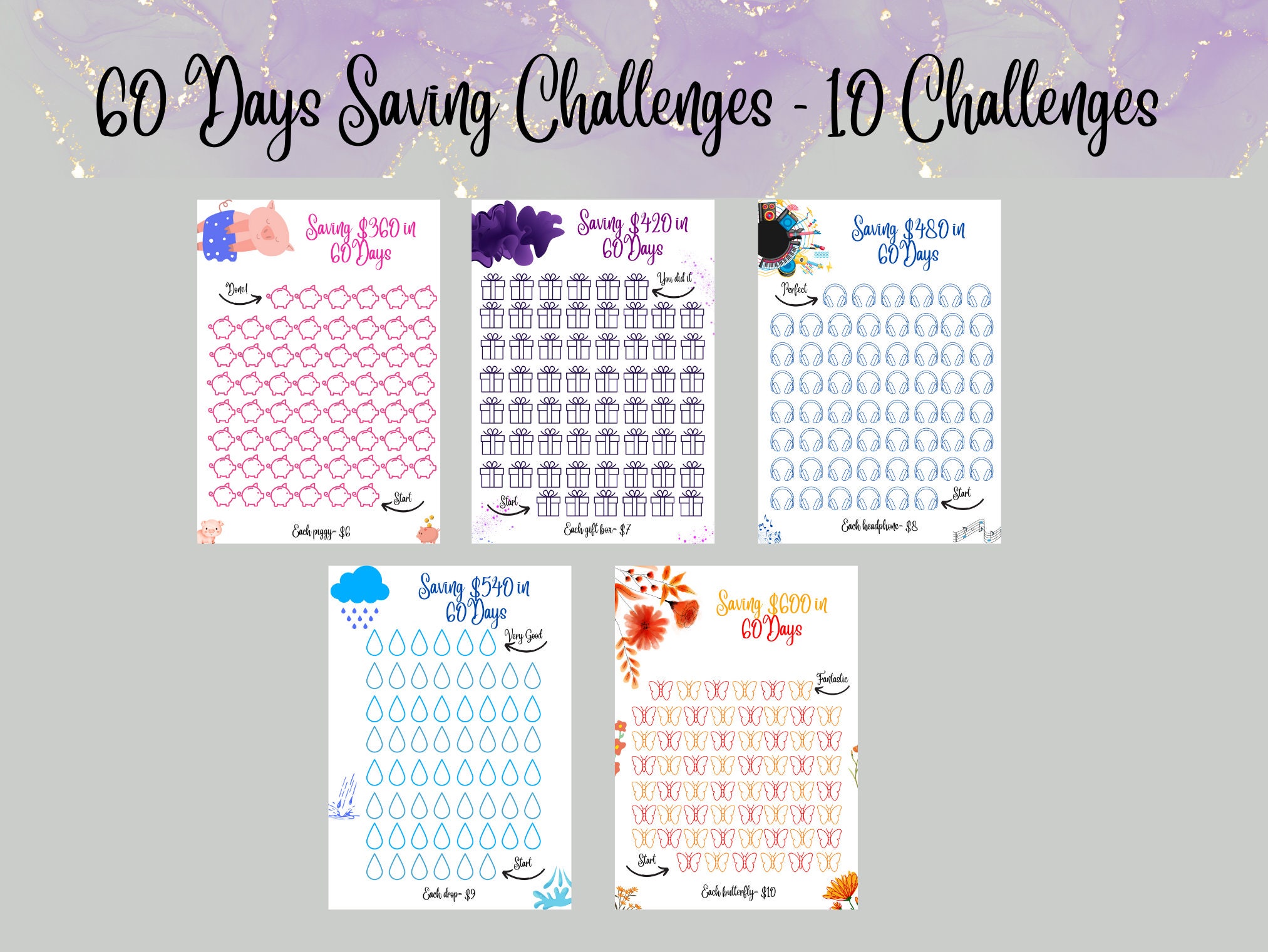 Savings Challenge Printable Money Saving Challenge Printable - Etsy