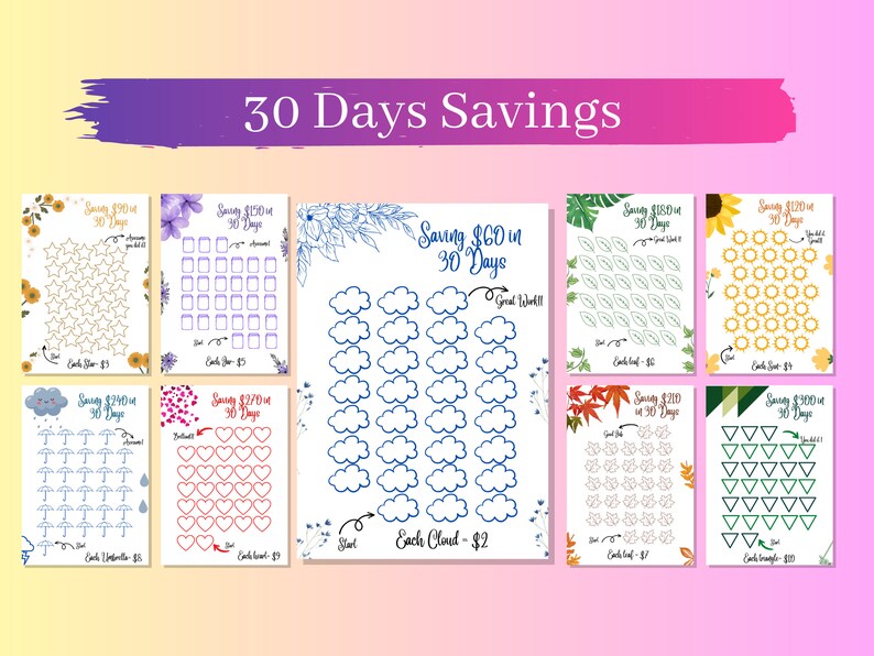 Saving Challenge Printable Printable Saving Challenge - Etsy