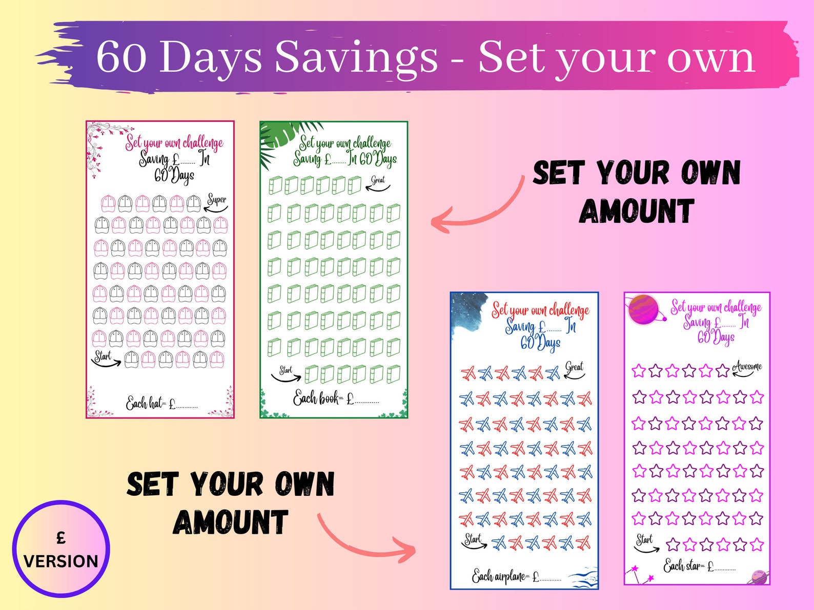 Savings Challenge UK Savings Challenge Printable Saving - Etsy