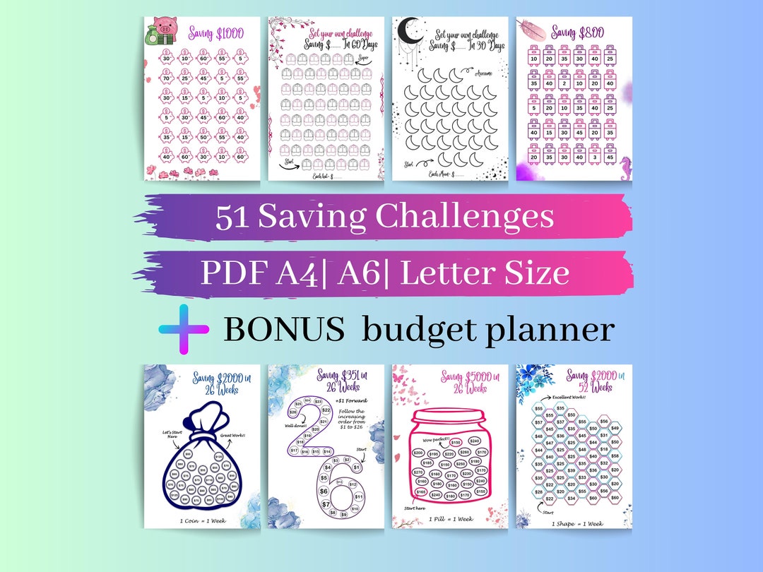 Saving Challenge Printable, Printable Saving Challenge, Savings ...