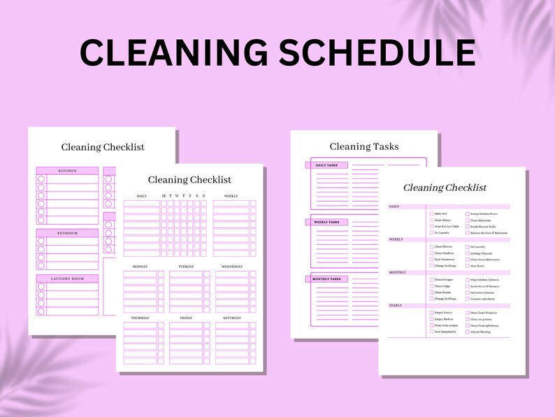 Chores Chart Printable Cleaning Schedule Cleaning Planner - Etsy