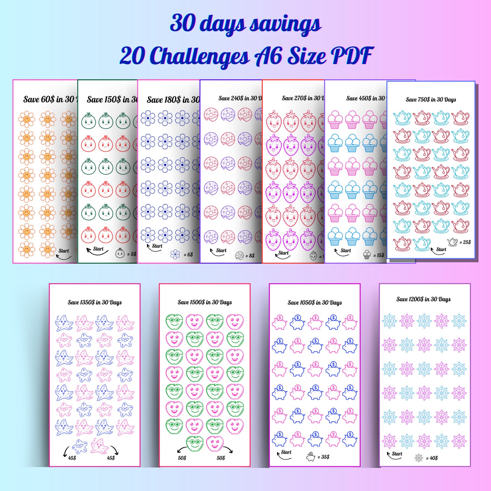 Savings Challenge, Savings Challenge Printable, Saving Challenge ...