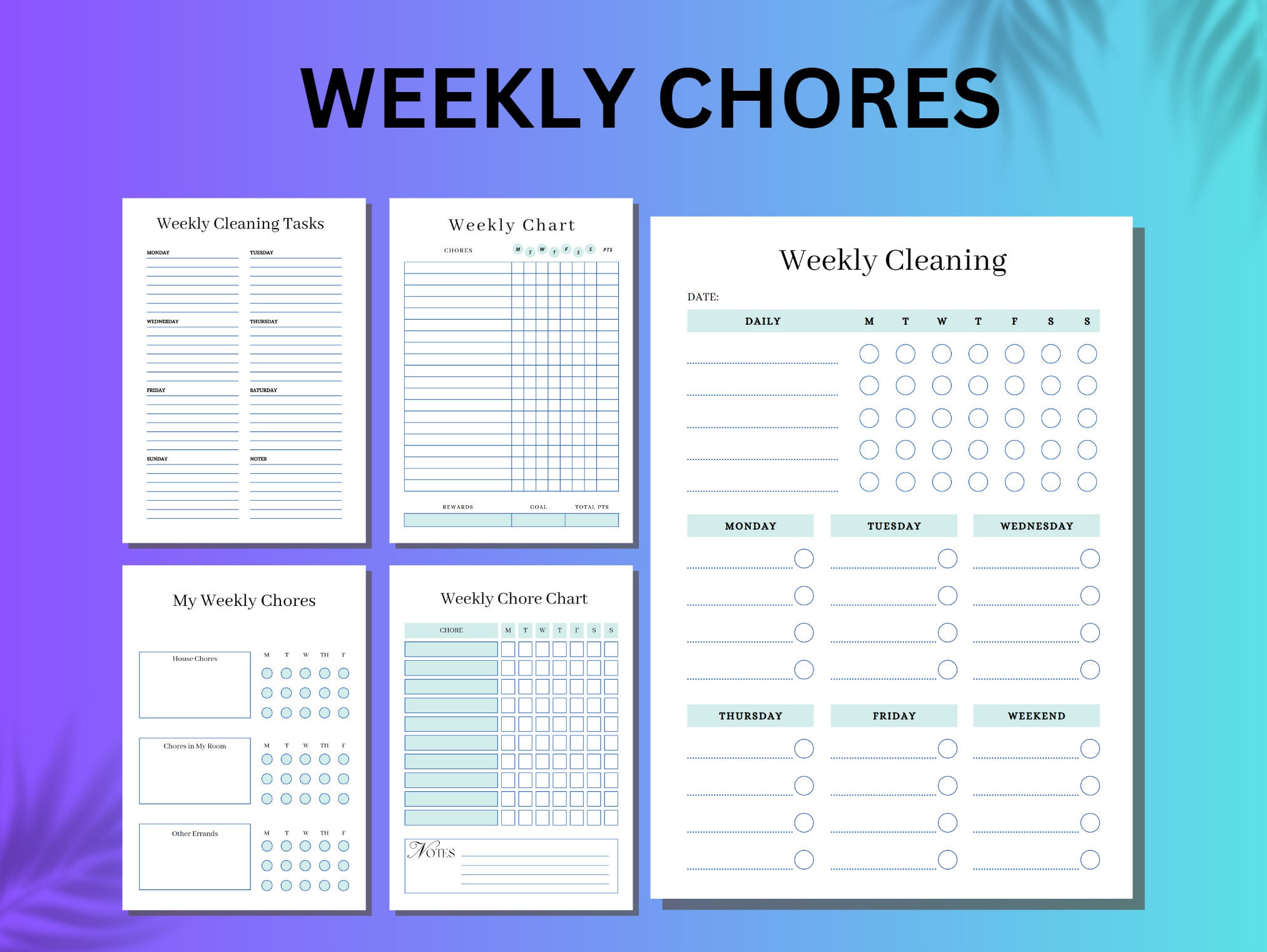Chores Chart Printable, Cleaning Schedule, Cleaning Planner, Cleaning ...