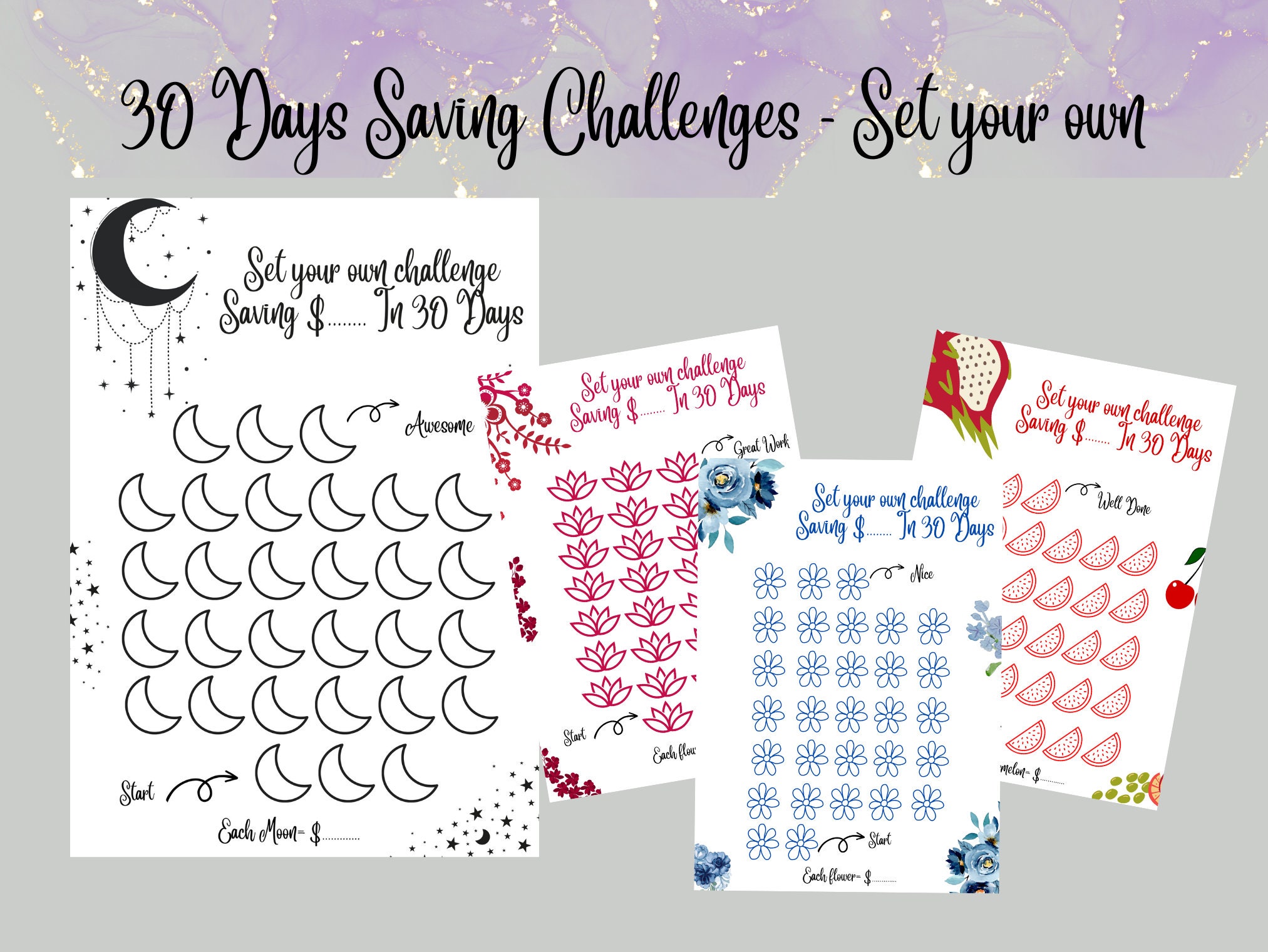 Savings Challenge Printable, Money Saving Challenge Printable, Money ...