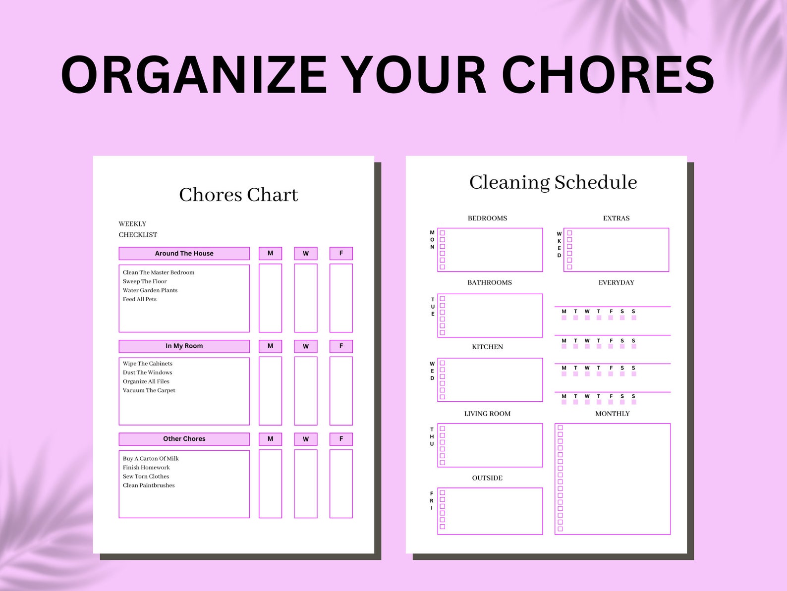 Chores Chart Printable Cleaning Schedule Cleaning Planner - Etsy
