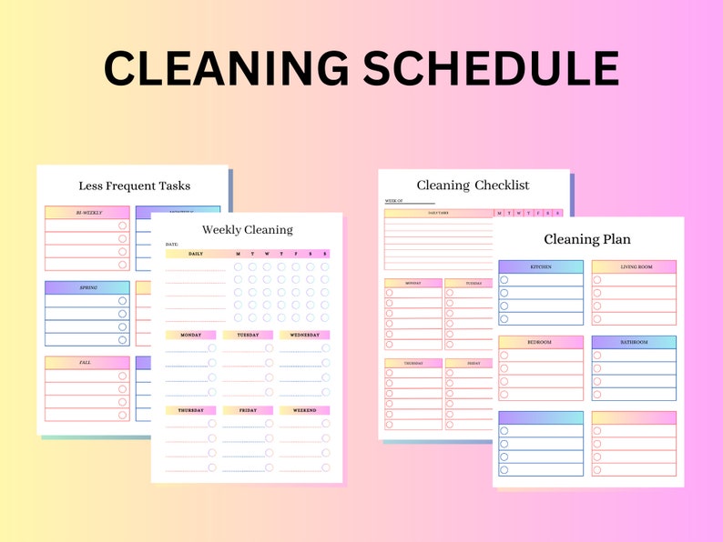 Chores Chart Printable, Cleaning Schedule, Cleaning Planner, Cleaning ...