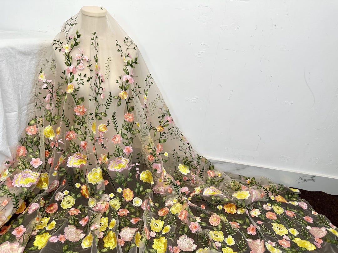 Gorgeous Floral Embroidered Tulle Lace Fabric,prom Dress Fabric,flower ...