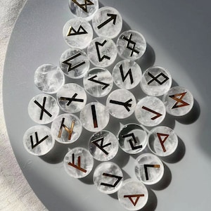 Choice of 20 Materials Round-shaped Crystal Rune Stone Set/ Magic Runes ...
