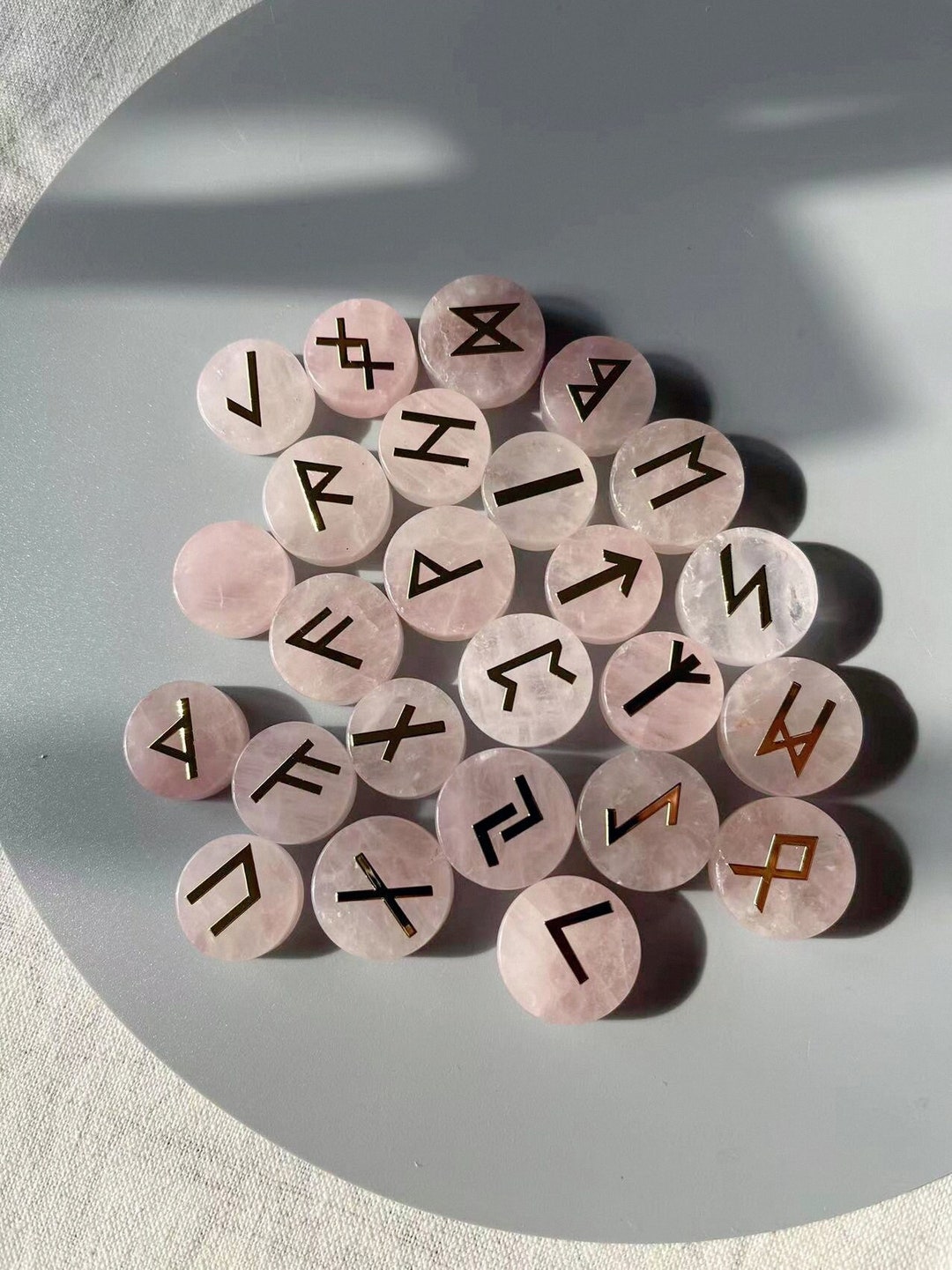 Choice of 20 Materials Round-shaped Crystal Rune Stone Set/ Magic Runes ...