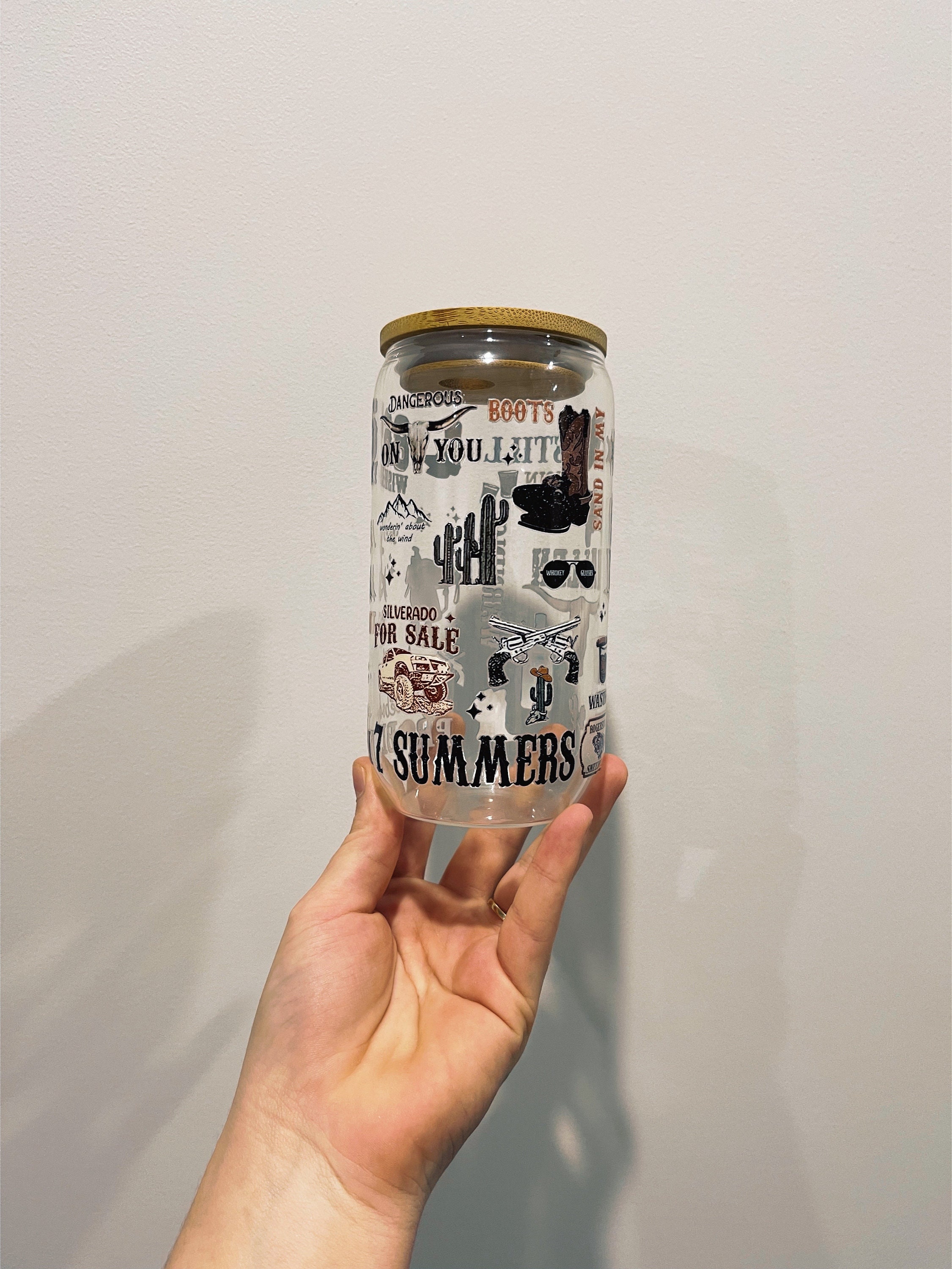 Morgan Wallen Cup 16oz With Bamboo Lid & Glass Straw - Etsy