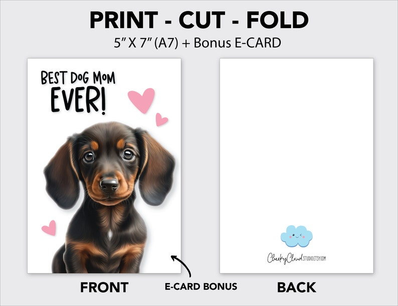 Printable Best Dog Mom Ever Card, Dachshund Mother’s Day, 5x7 Greeting ...