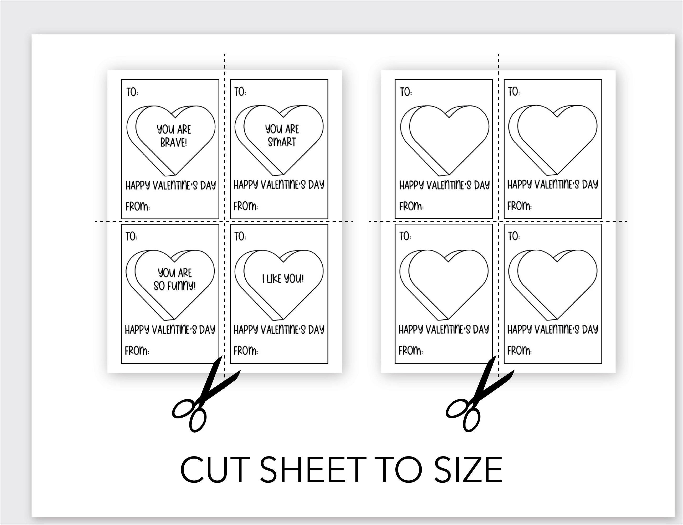Print and Color Valentines for Kids, Classroom Valentine Cards ...