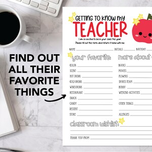 Get to Know Teacher Survey | All About My Teacher | Teacher Favorites ...