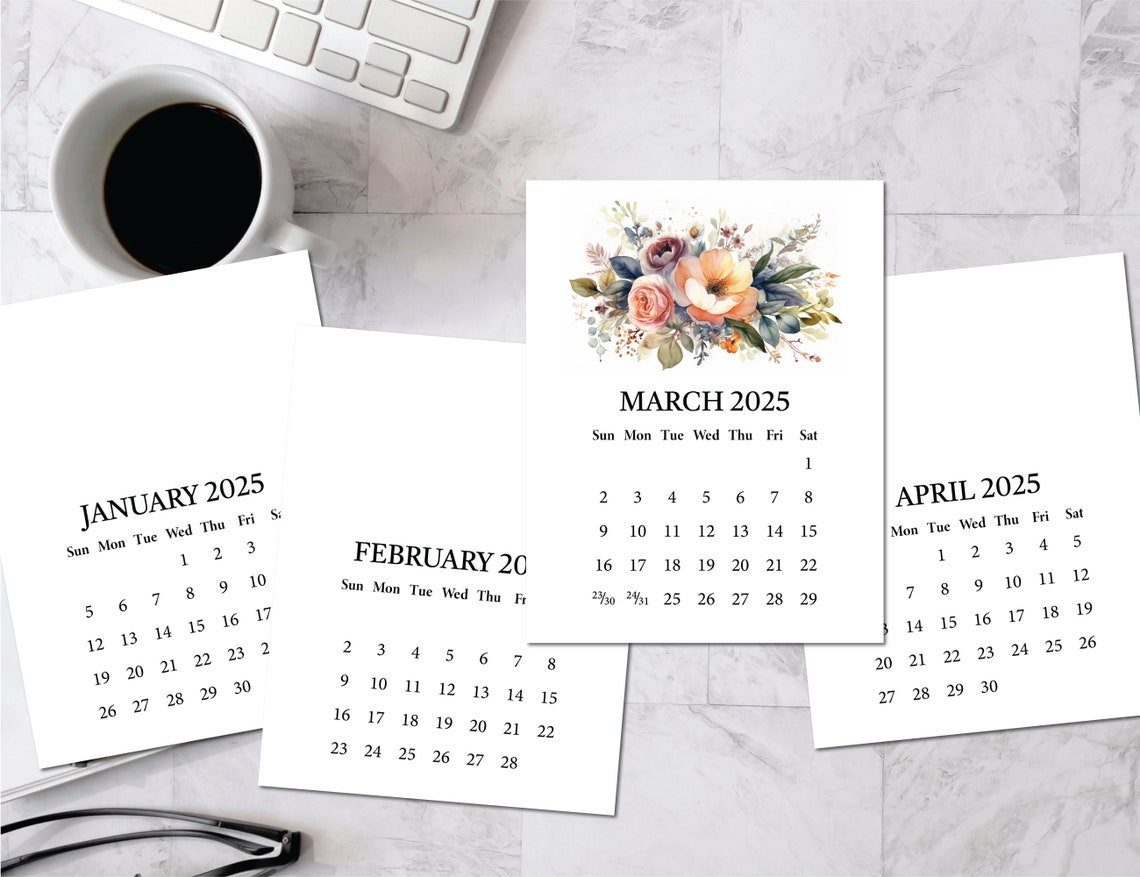 Printable BLANK DIY Calendar 2025 / Printable Mini Desk Calendar for ...