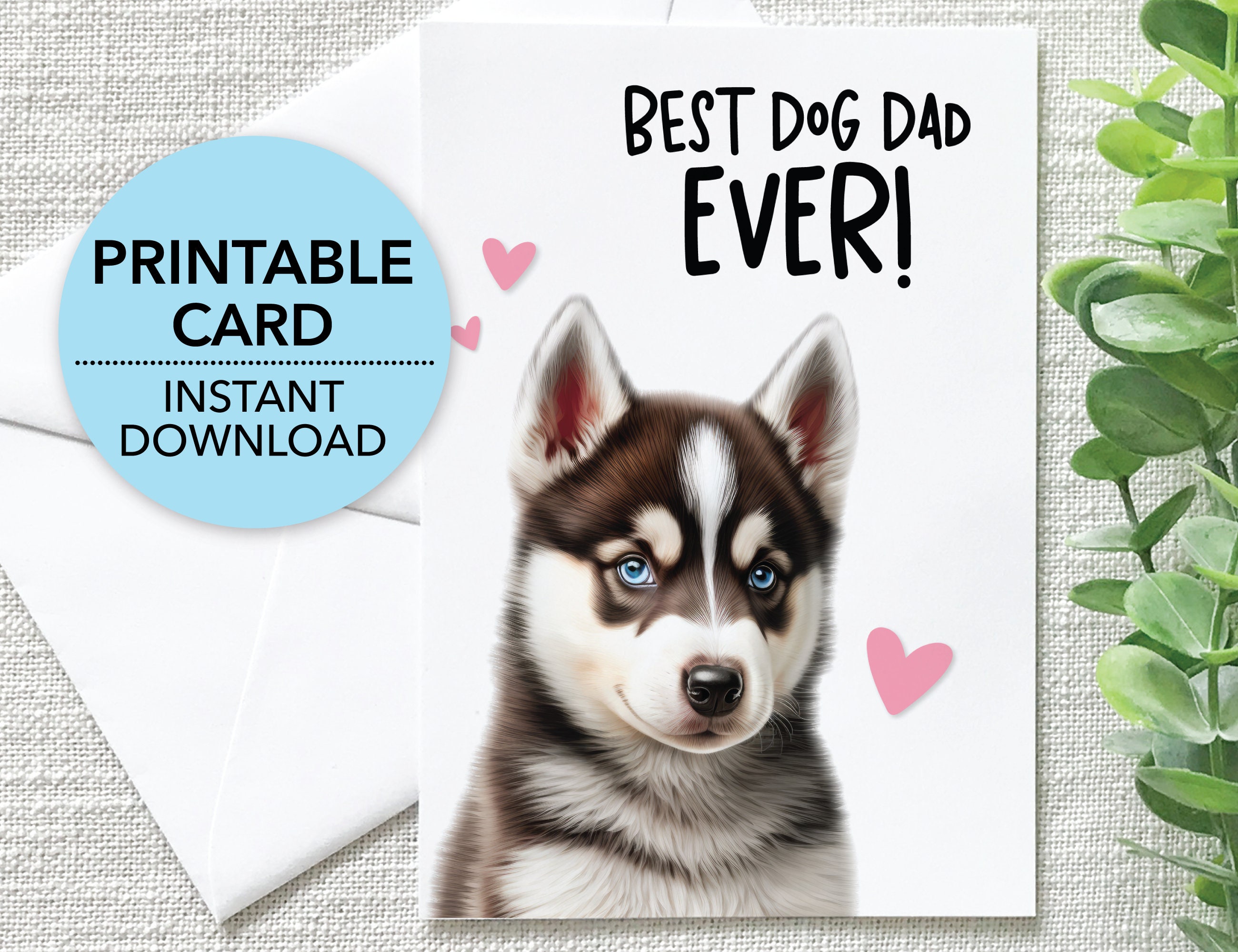 Best Dog Dad Ever Printable Card, Husky Happy Father’s Day, Card From ...