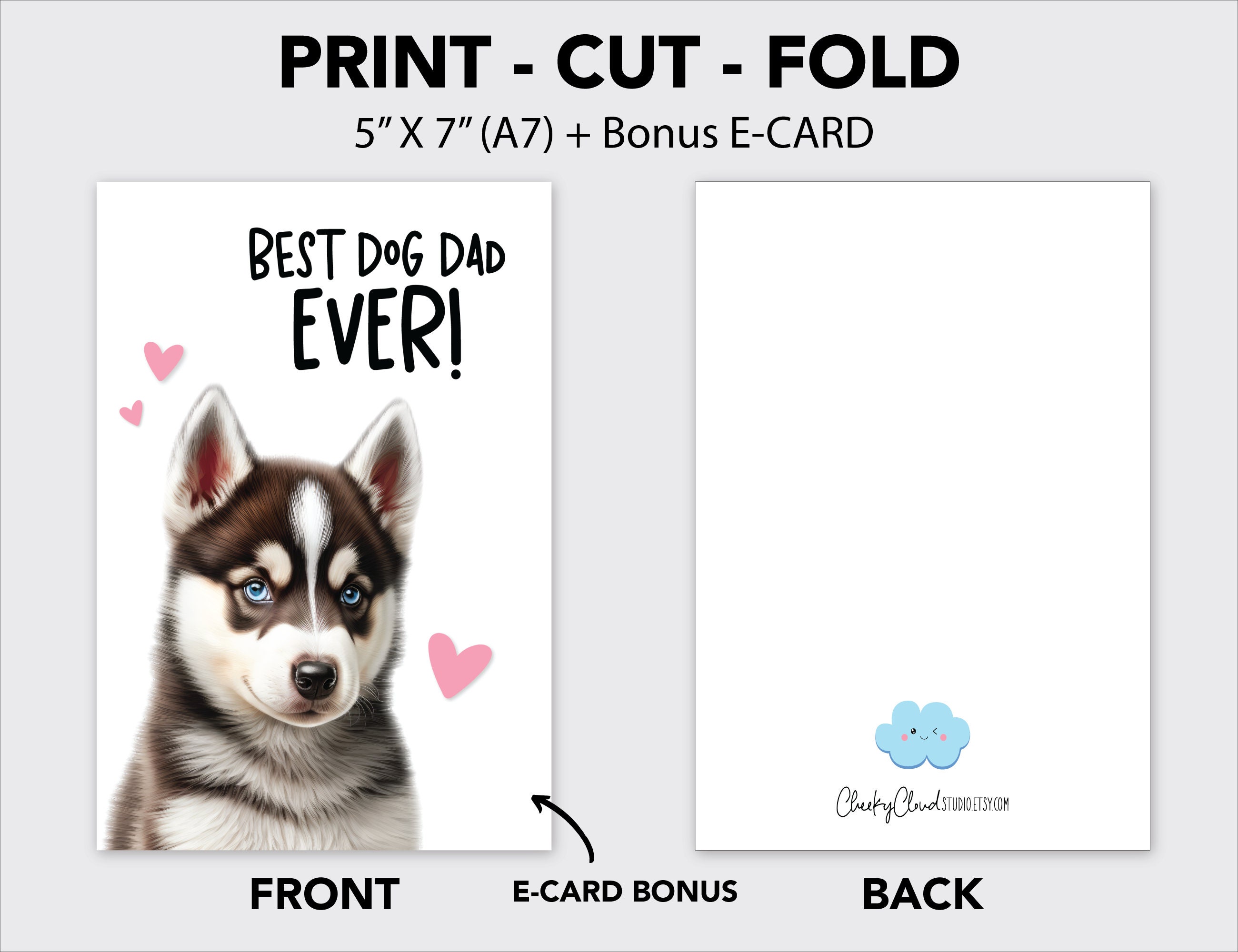 Best Dog Dad Ever Printable Card, Husky Happy Father’s Day, Card From ...