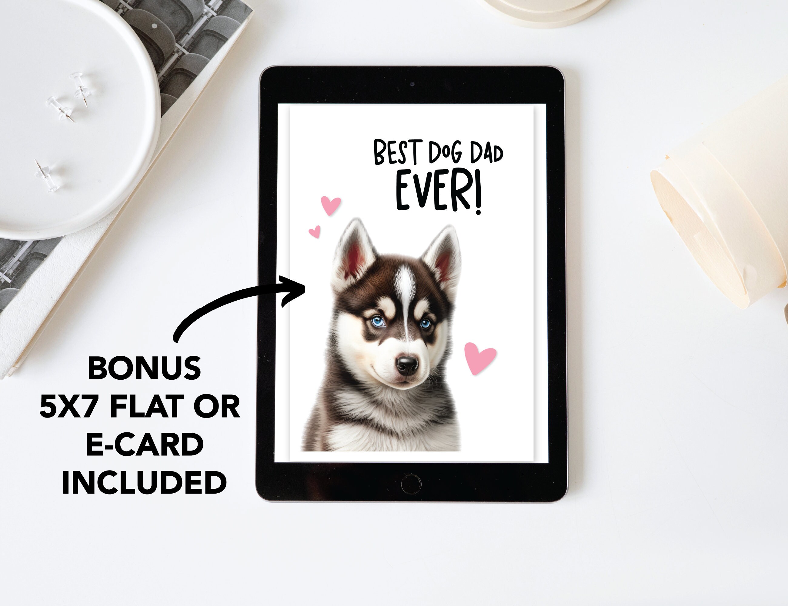 Best Dog Dad Ever Printable Card, Husky Happy Father’s Day, Card From ...