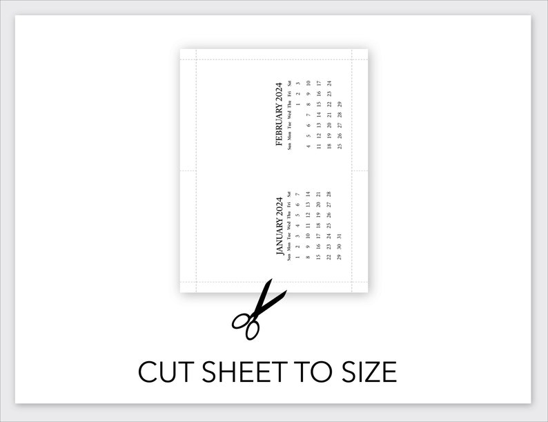 Printable BLANK DIY Calendar 2024 / Printable Mini Desk Calendar for ...