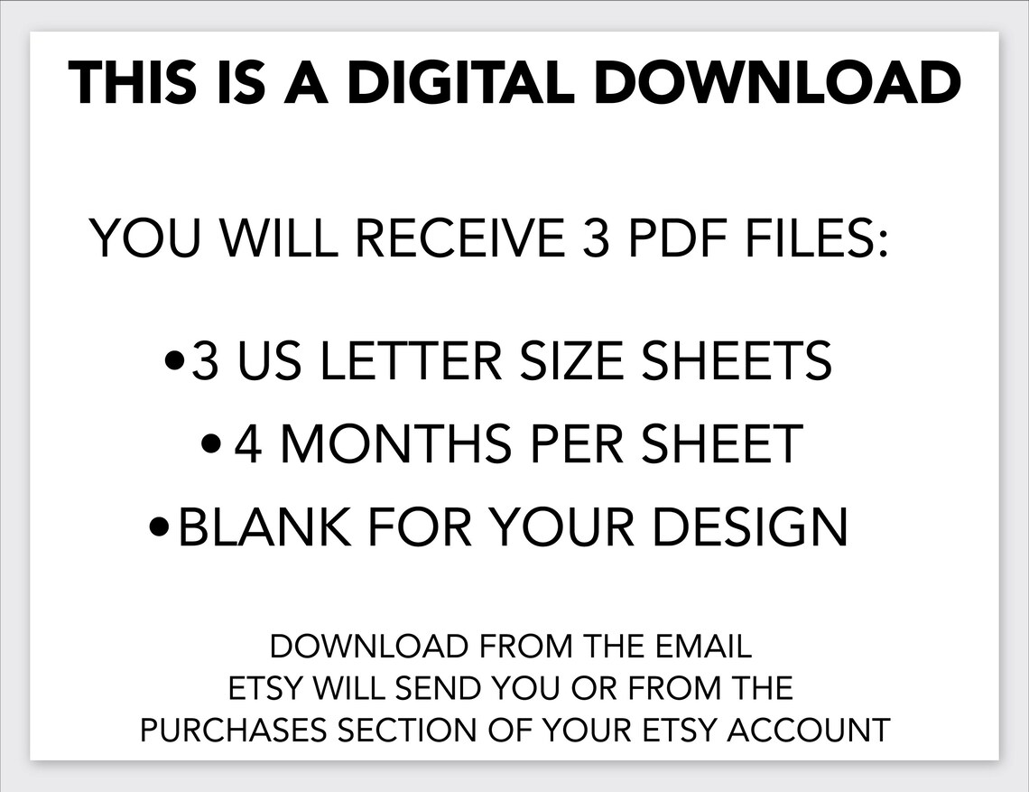 Printable BLANK DIY Calendar 2024 / Printable Mini Desk - Etsy