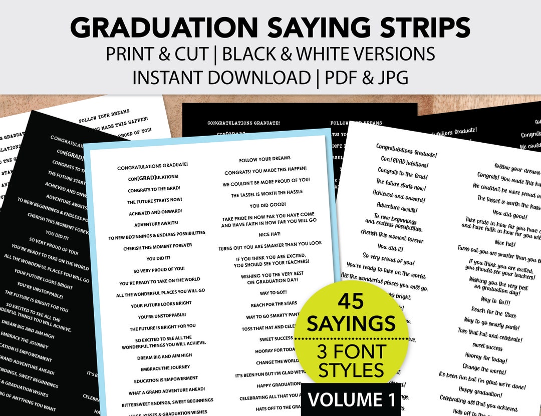 Printable Proud of You - Congrats - Graduation Sentiment Strips ...