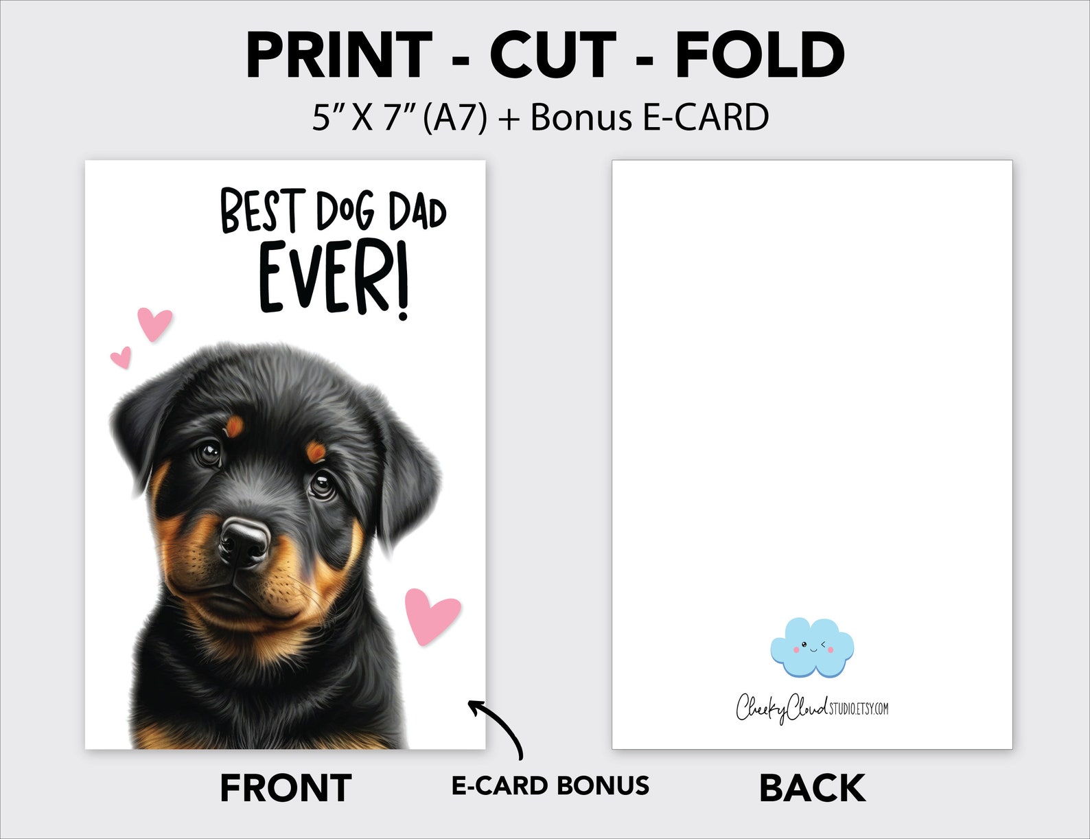 Best Dog Dad Ever Printable Card Rottweiler Happy Fathers - Etsy