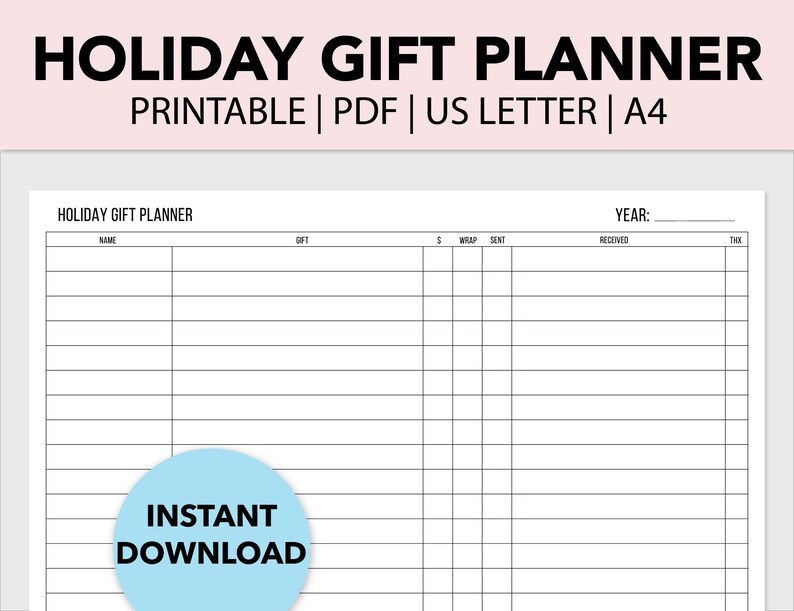 Christmas Gift Planner | Printable Holiday Gift List | Organize and ...