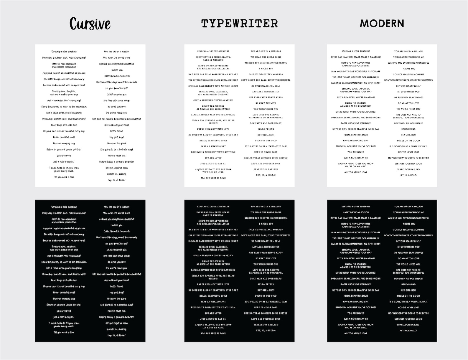 Printable Uplifting Sentiment Strips | Volume One | Black & White ...