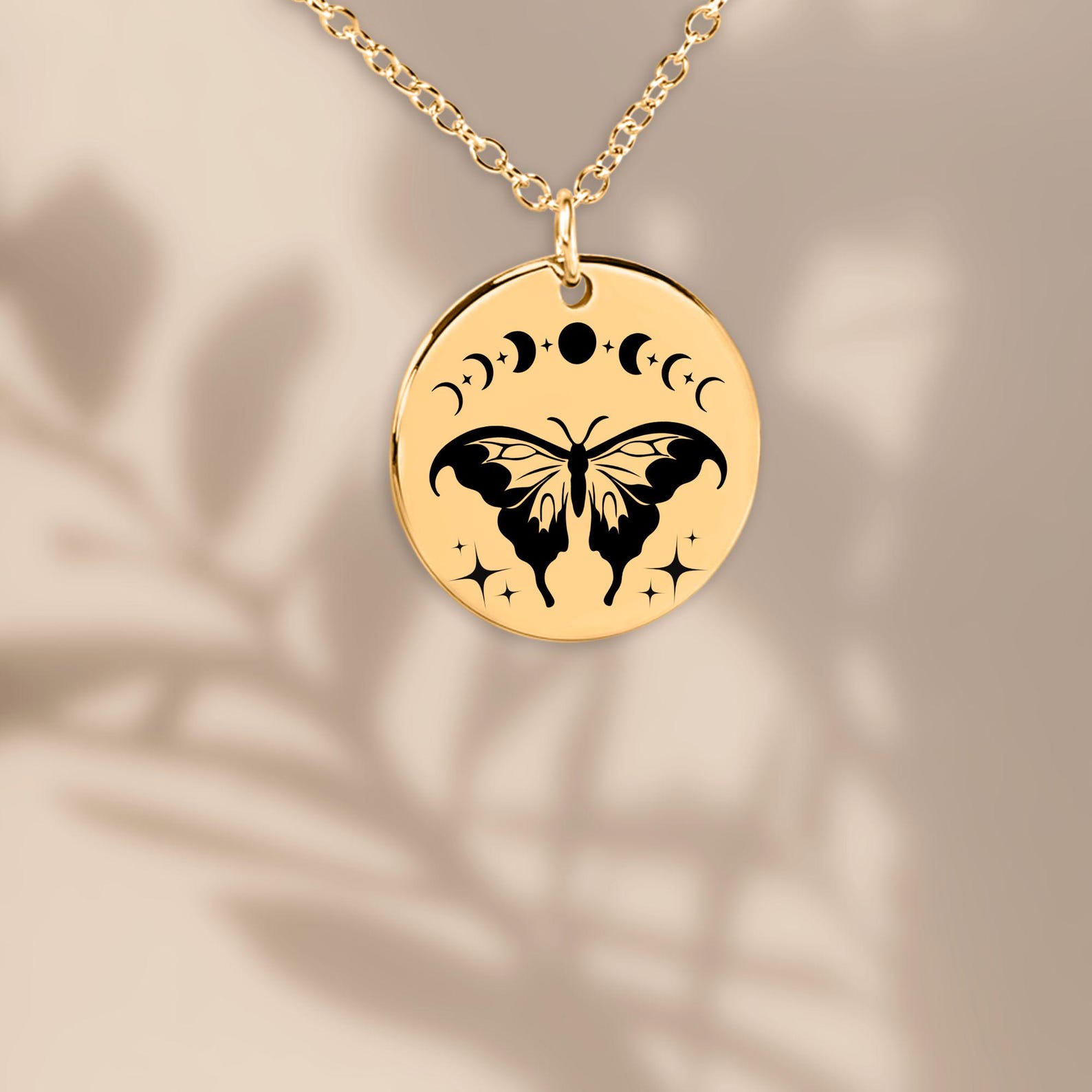 Moon Phases & Moth Coin Necklace Flow and Transform Pendant, Spiritual ...