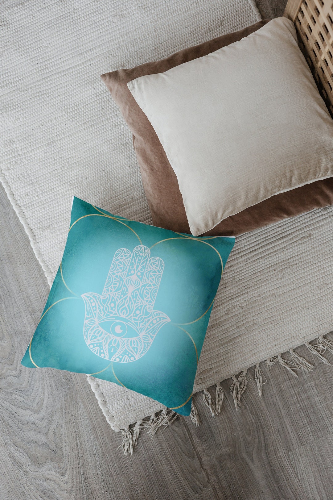 Turquoise Hamsa Hand Pillow, Style and Protection, Islam Decor - Etsy