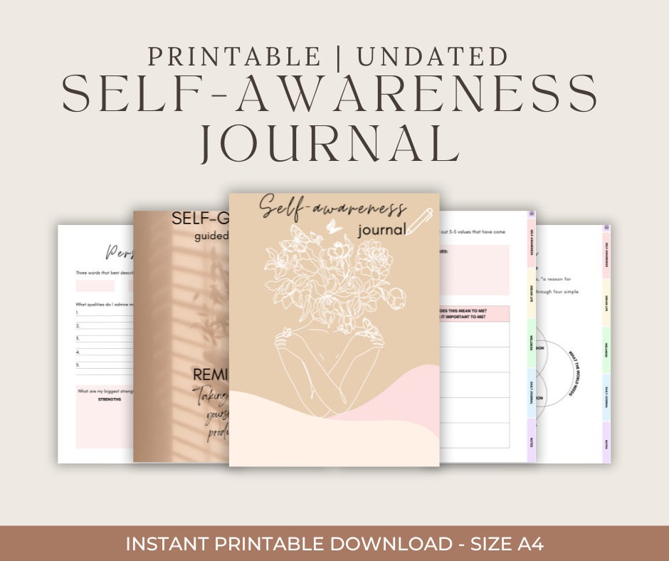 A Digital and Printable Guided Journal for Self-awareness, Self-love ...
