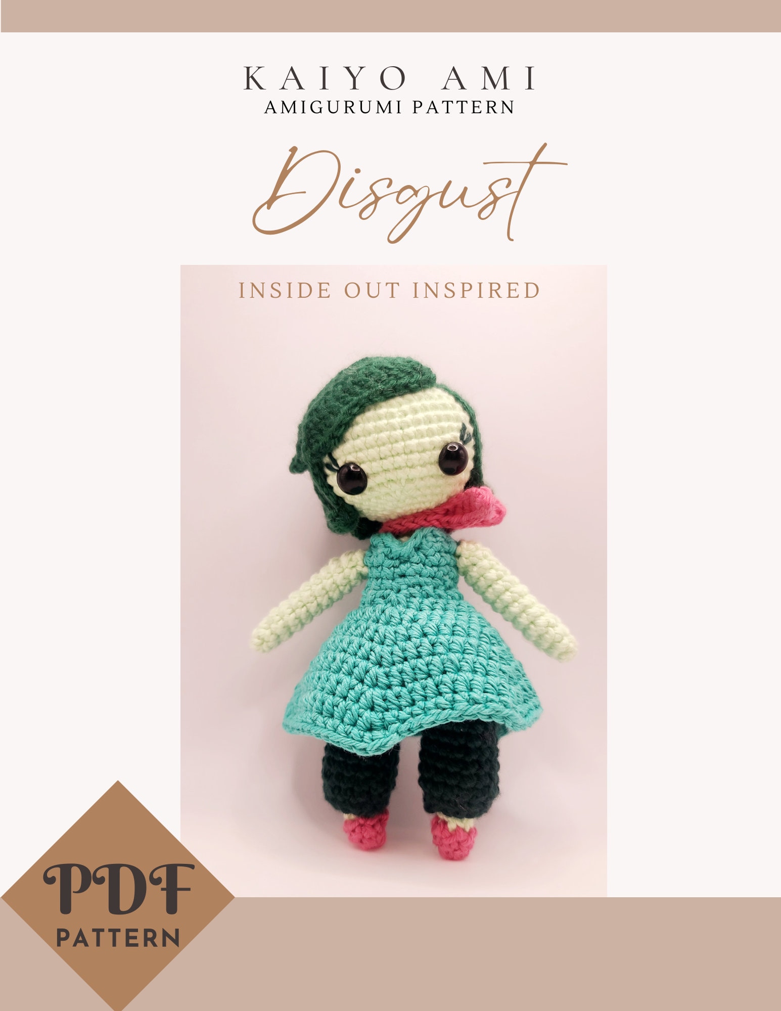 Disgust Inside Out Inspired - PDF Pattern [amigurumi Doll] [ Emotion ...
