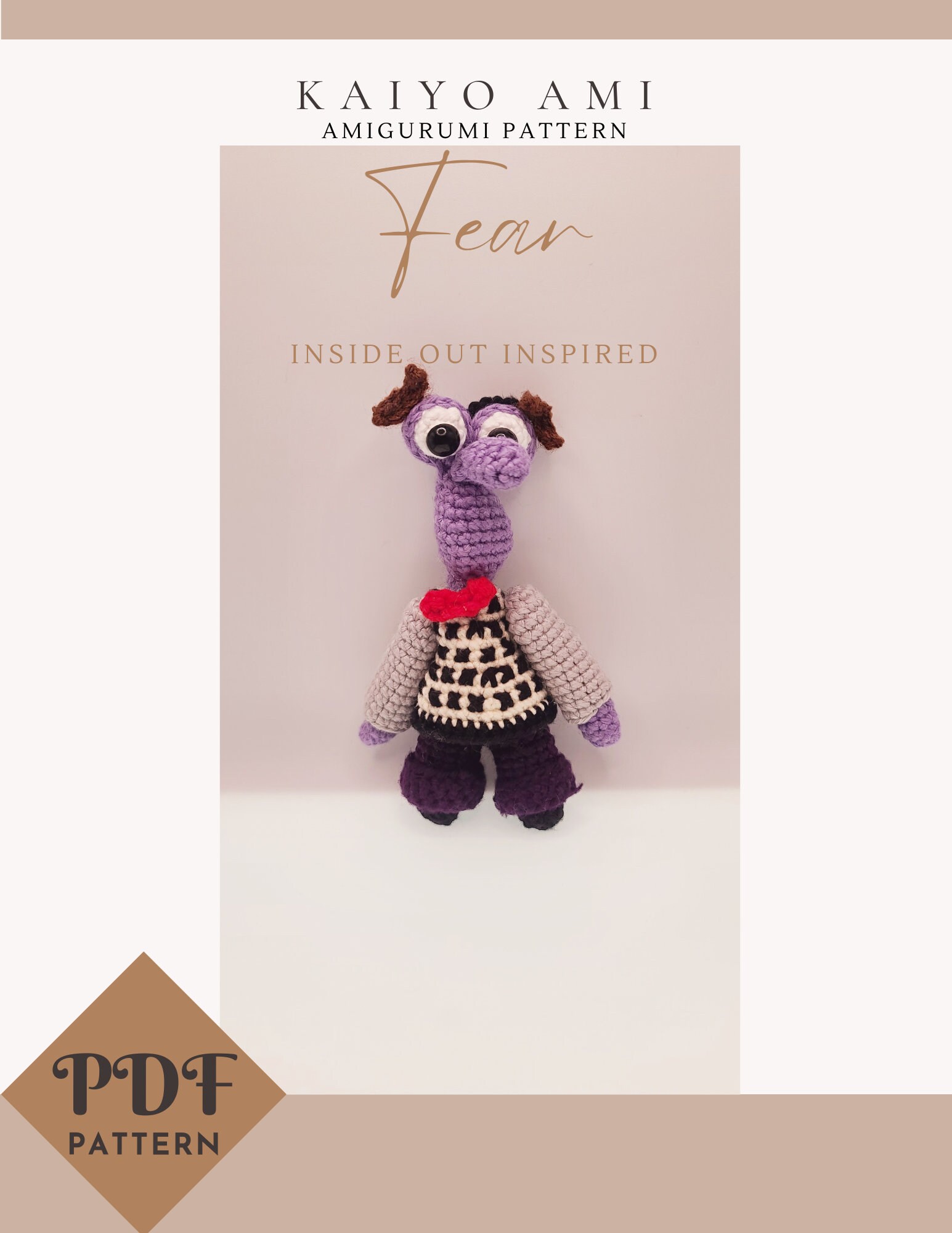 Fear Inside Out Inspired PDF Pattern amigurumi Doll Emotion Crochet fun ...