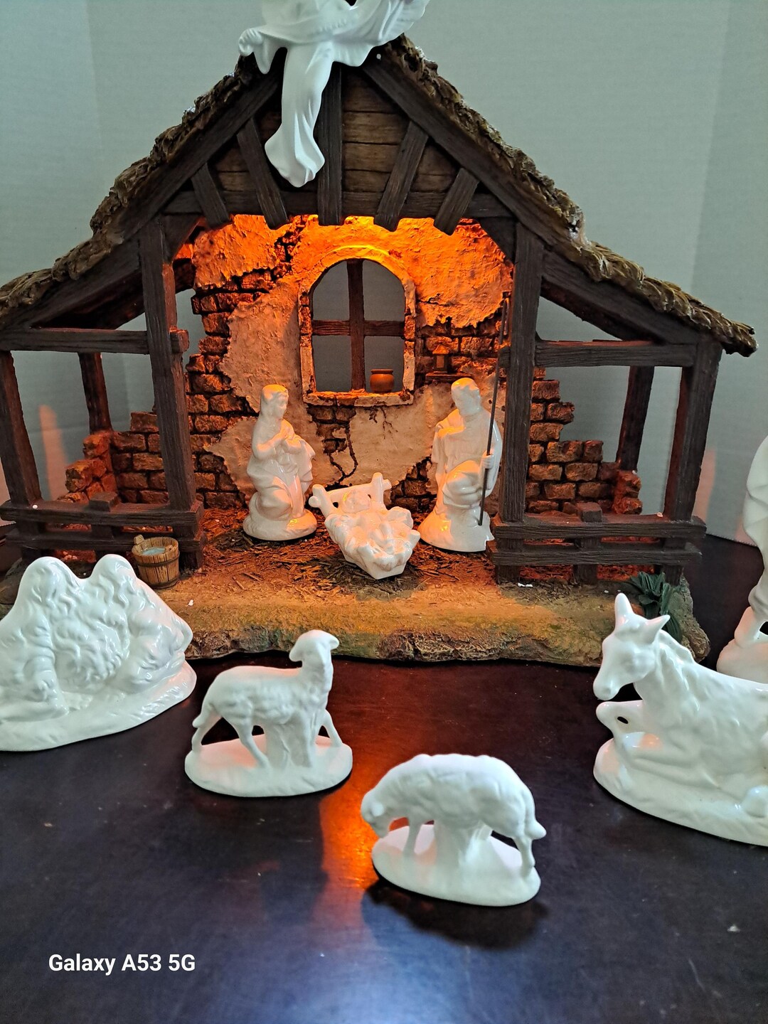 Fontanini Light up Manger With Ceramic Nativity Pieces. - Etsy