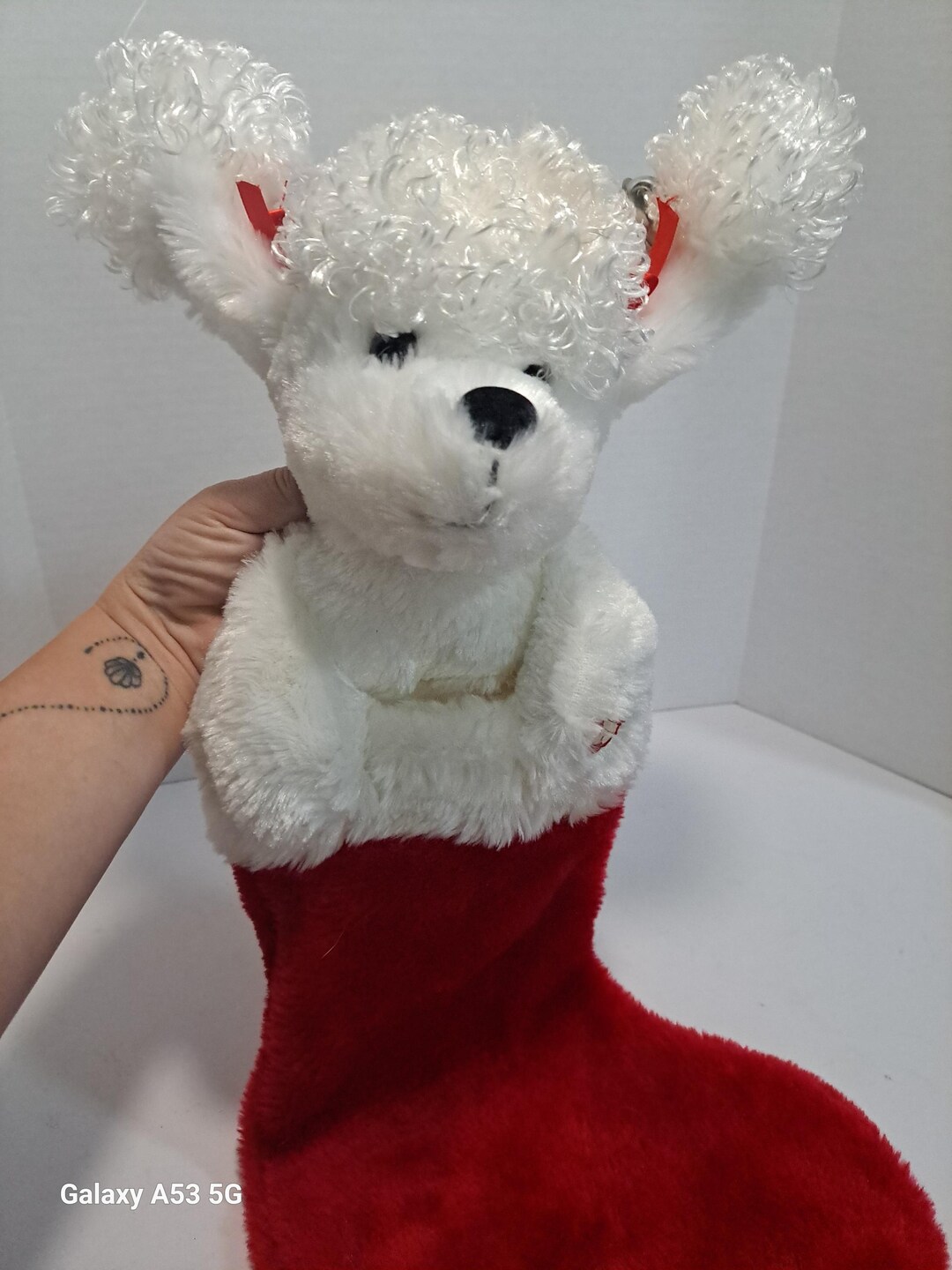White Poodle Singing Dan Dee Vintage Stocking - Etsy