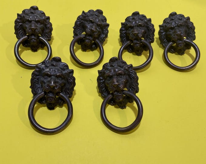 Vintage Lion Drawer Pulls, Set of 6 - Etsy