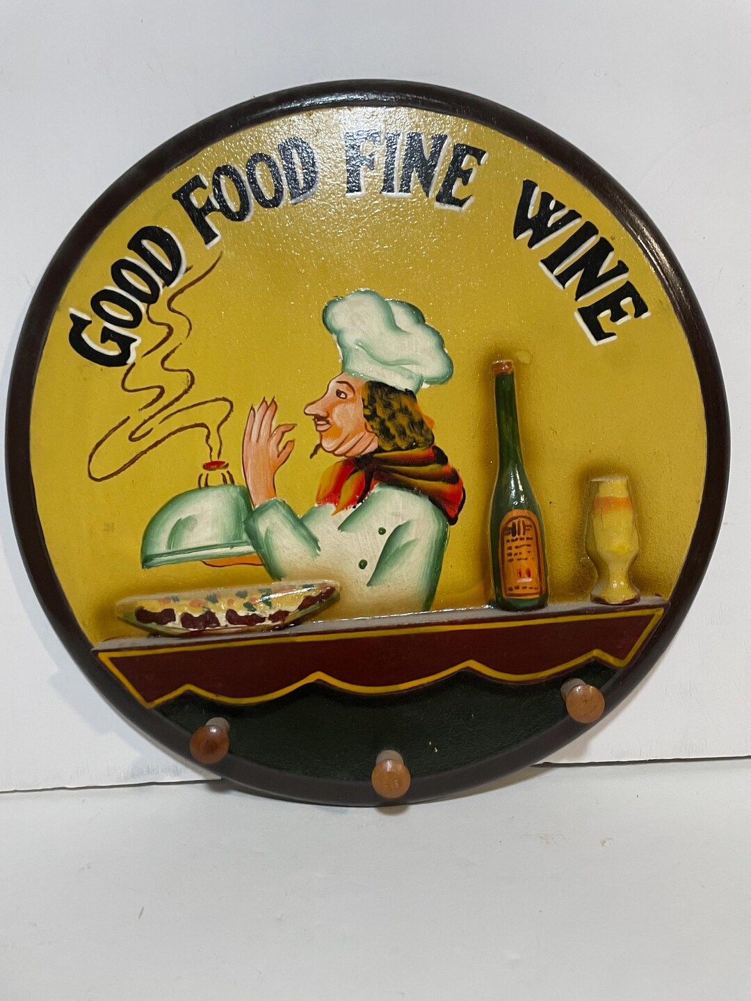 Wood Sign With Hooks, Good Food Fine Wine Sign - Etsy