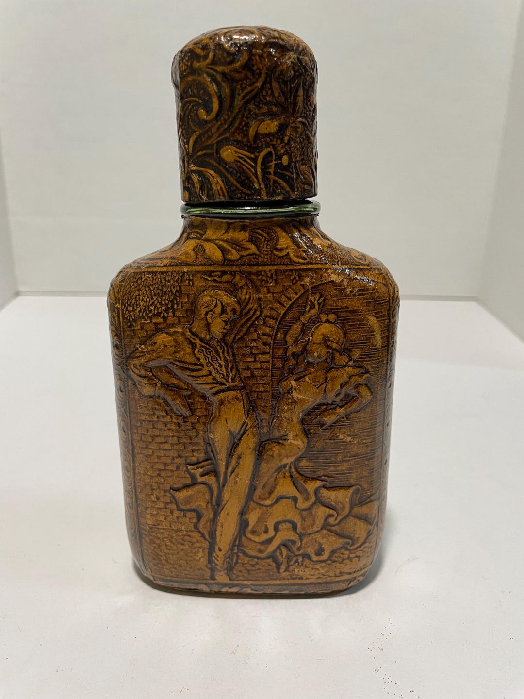 Spanish Leather Covered Flask Liquor Bottle - Etsy