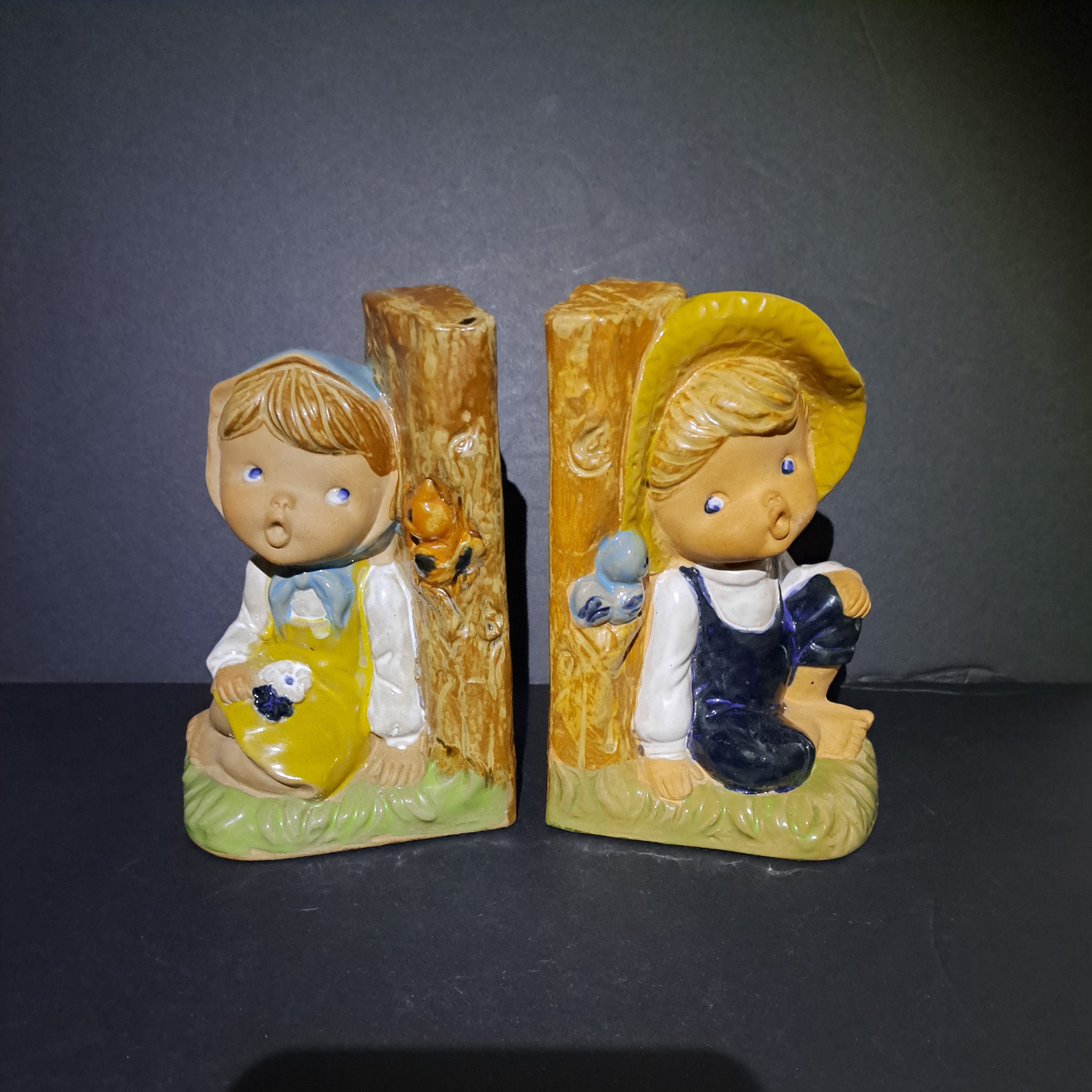 Vintage Boy and Girl Bookends - Etsy