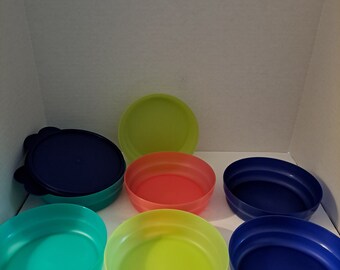 Vintage Tupperware Yellow Bowl Set 4 Bowls 2 Lids 1323 886 Discolored ...