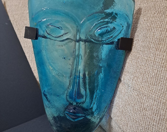 Glass Blue Face/ Metal Mask Wall Hanging - Etsy