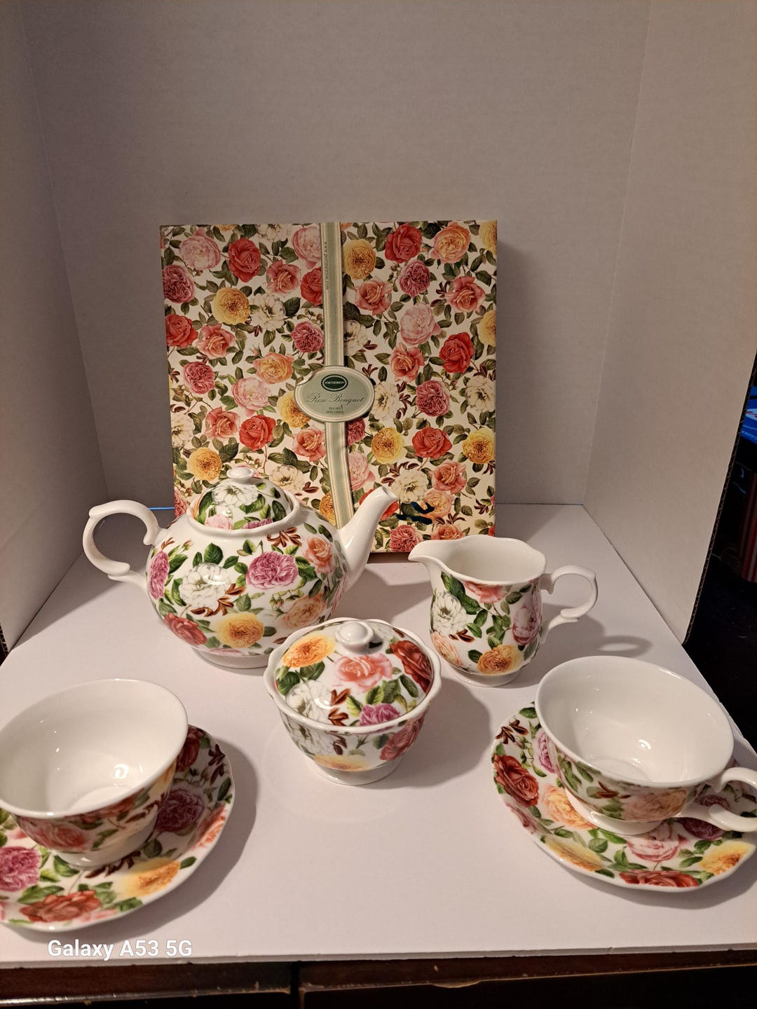 Portmeirion Fine China Rose Bouquet Tea Set in Box - Etsy