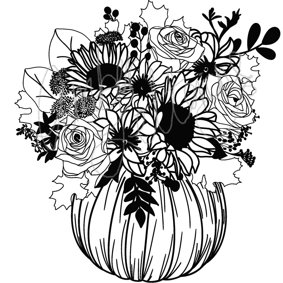 Autumn Floral Pumpkin Vase Svg and Jpeg Bundle - Etsy