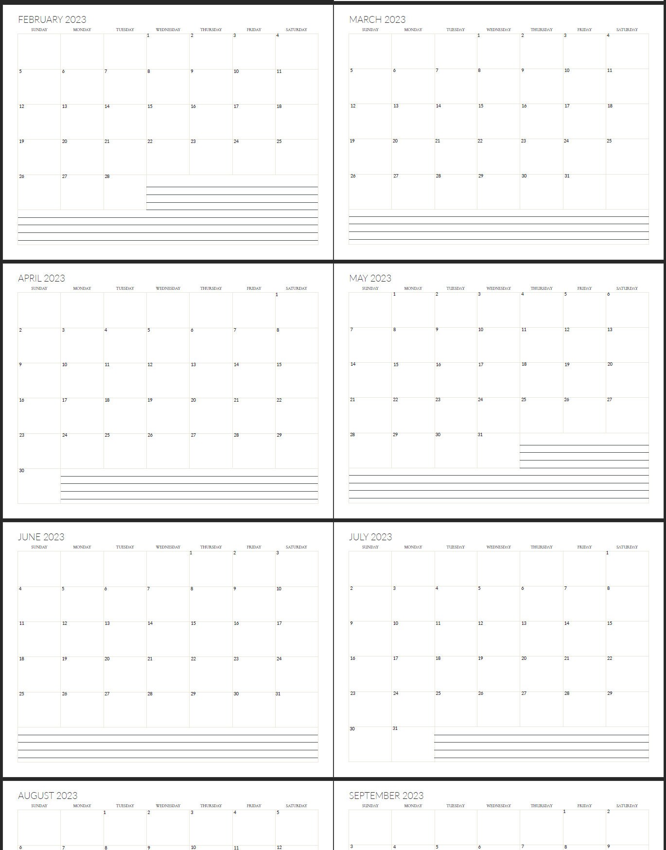 2022 Printable Monthly Calendar Jan 2023-jan 2024 - Etsy Canada