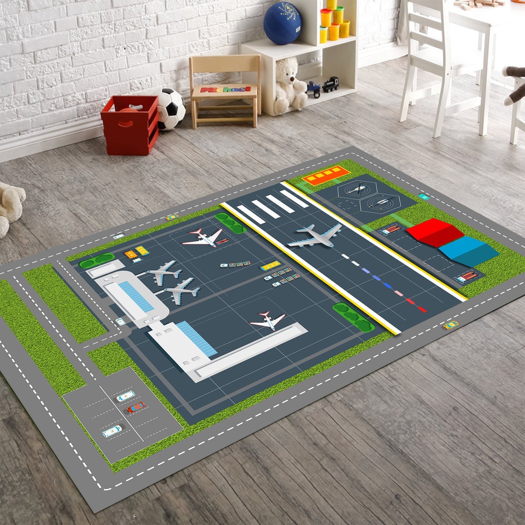 Airport Map Playmat 599 Kids Rug Kids Room Decor Toddler - Etsy