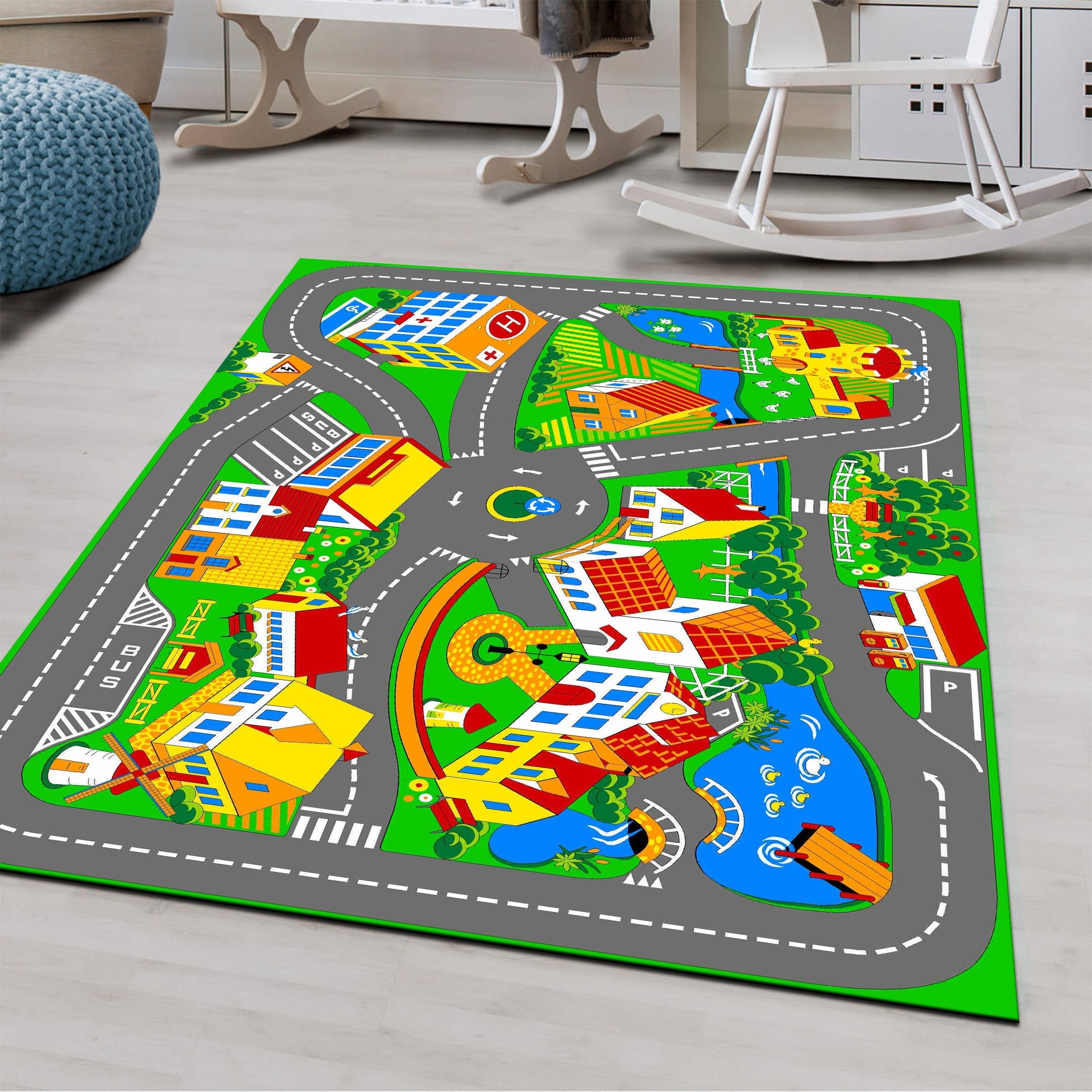 City Road Map Rug FC 317 Play Room Carpet Activity Mat - Etsy