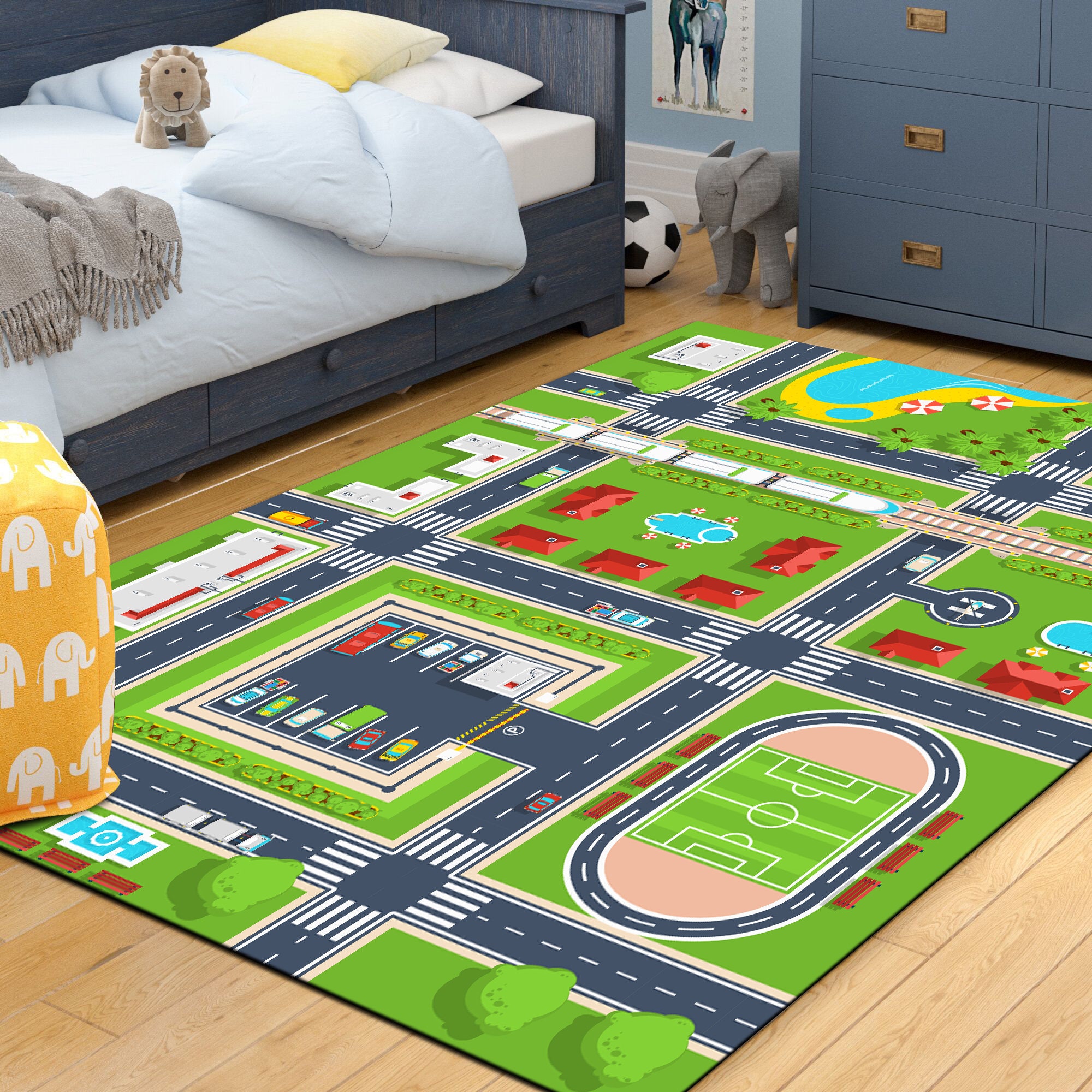 Roads Kids Playroom 315 Road Map Rugs Cars Road Rug Room - Etsy