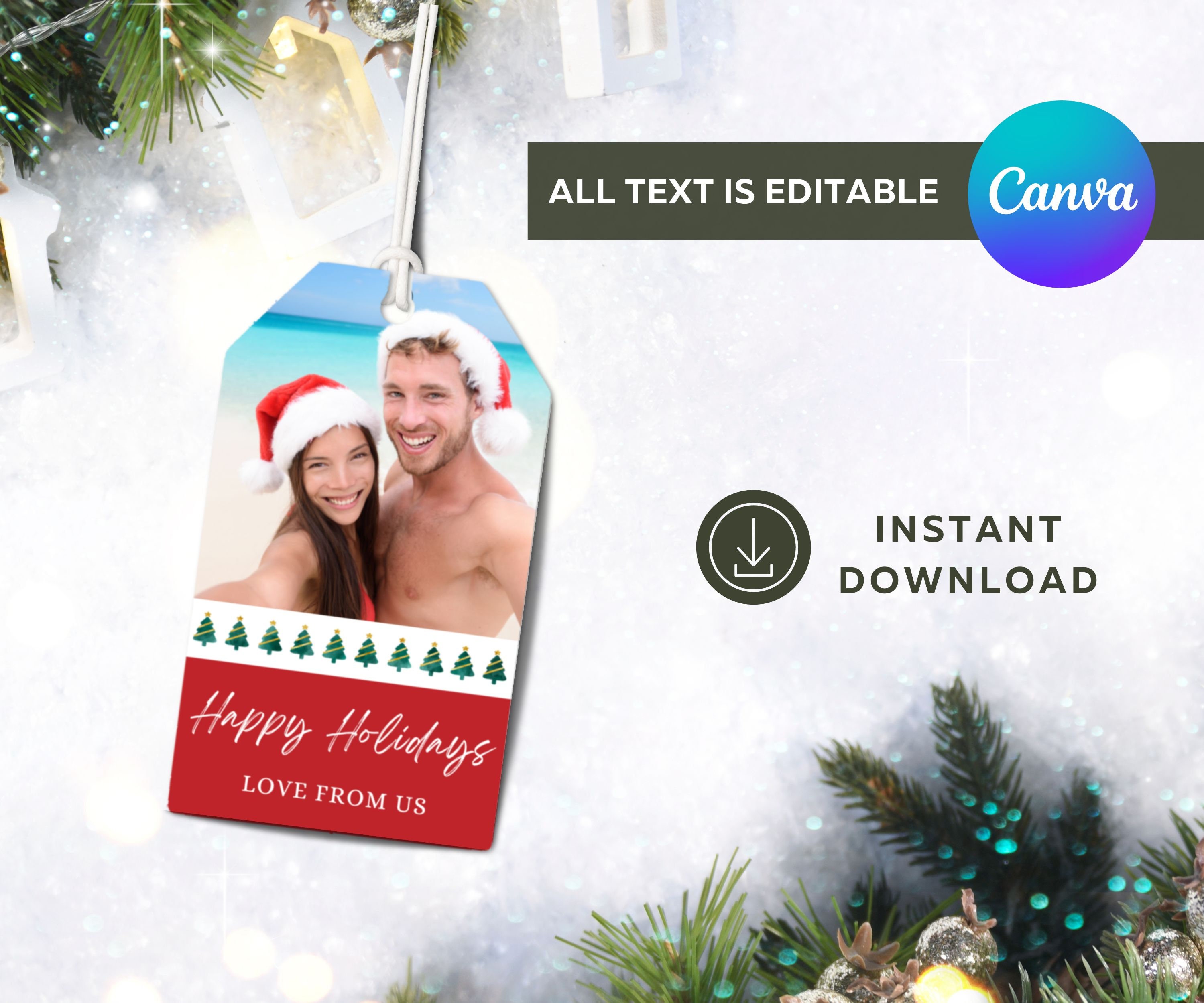 Printable Christmas Tag With Photo Photo Gift Tag DIY Gift - Etsy