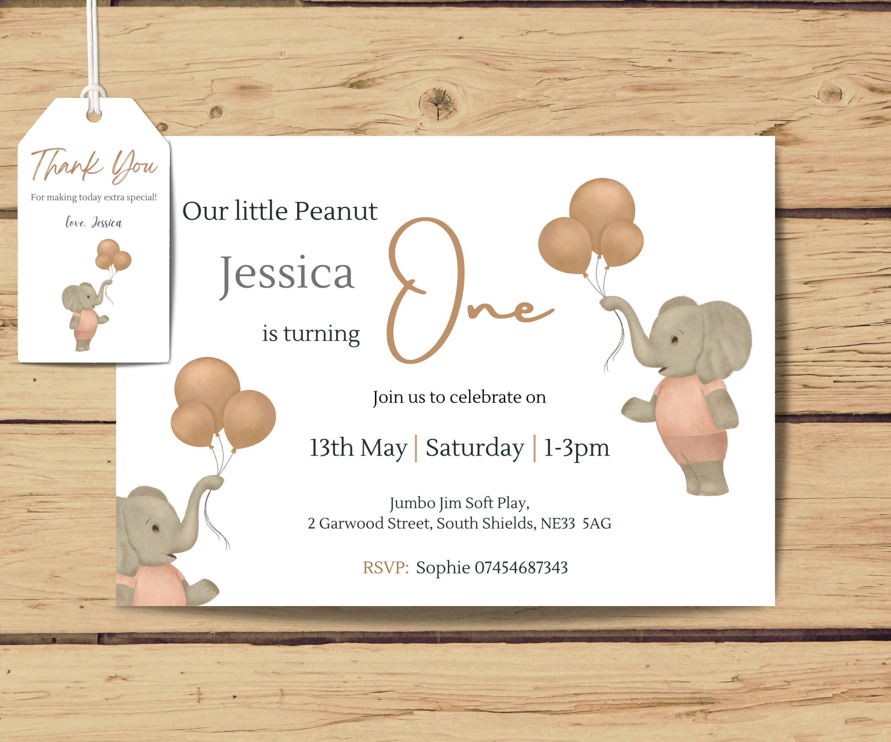 Editable Elephant Birthday Invitation Template First Birthday ...