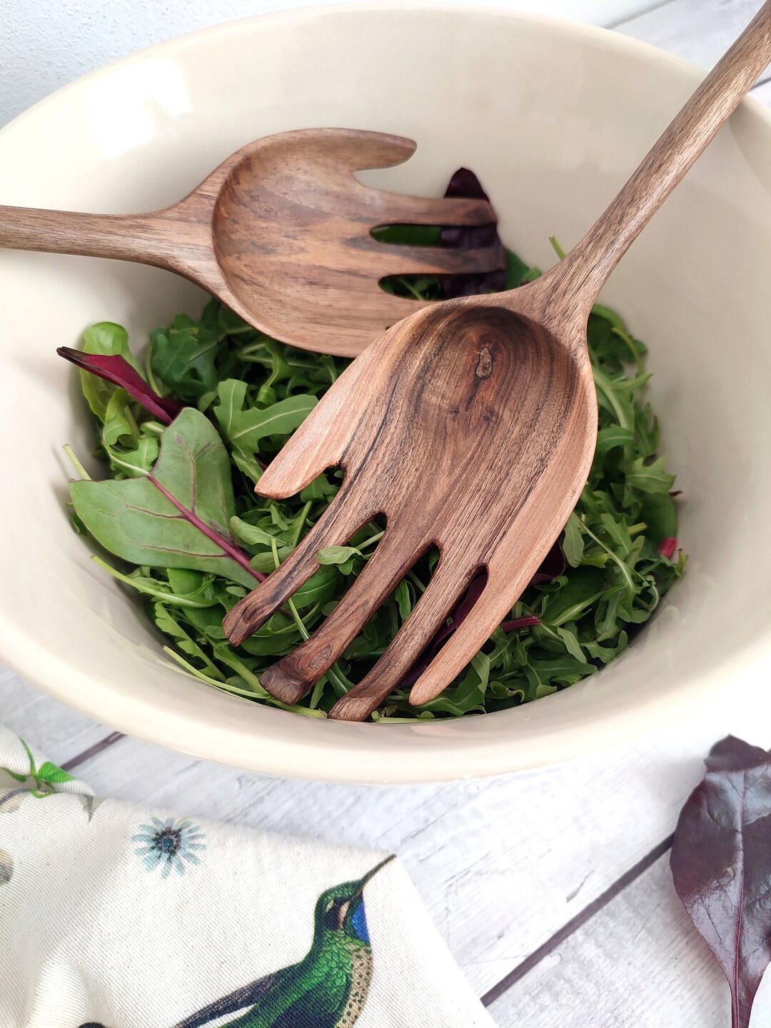 Salad Server, Walnut Hands, Salad Serving, Wooden Salad Server Hands ...